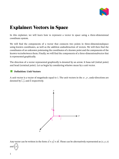 Lesson: Vectors in Space | Nagwa
