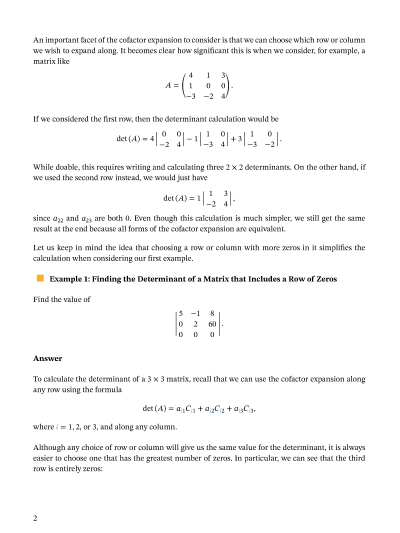 Lesson: Determinant of a Triangular Matrix | Nagwa