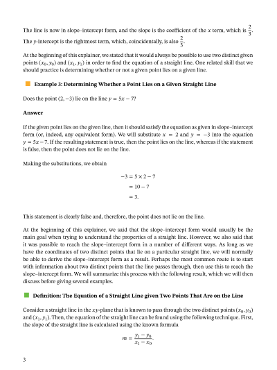 Lesson: Equation of a Straight Line: Slope–Intercept Form | Nagwa