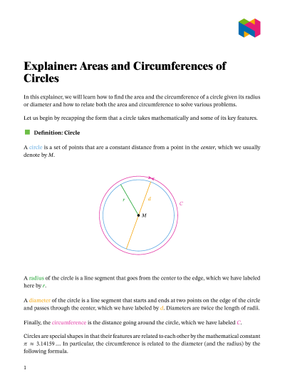 Lesson: Areas and Circumferences of Circles | Nagwa