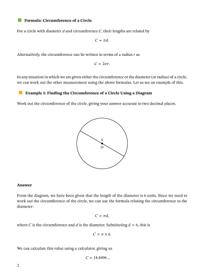 Lesson: Areas and Circumferences of Circles | Nagwa