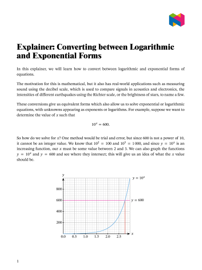Lesson: Converting between Logarithmic and Exponential Forms | Nagwa
