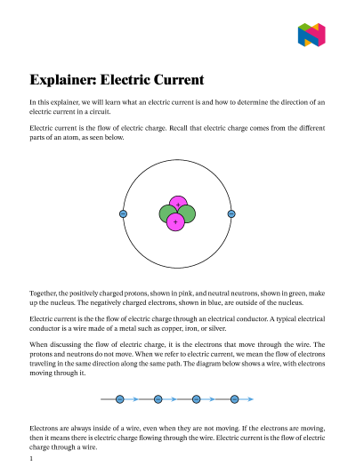 Lesson: Electric Current | Nagwa