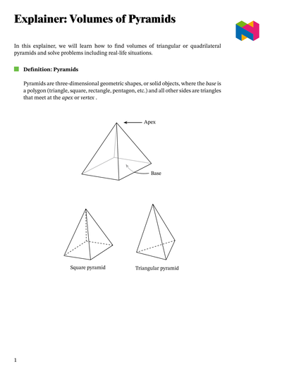 Lesson: Volumes of Pyramids | Nagwa