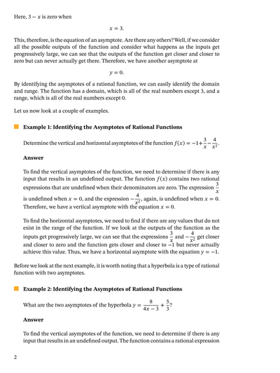 Lesson: Horizontal and Vertical Asymptotes of a Function | Nagwa