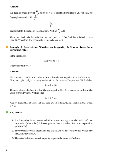 Lesson: Determining Whether an Inequality Is True or False | Nagwa