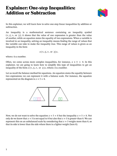 Lesson: One-step Inequalities: Addition or Subtraction | Nagwa