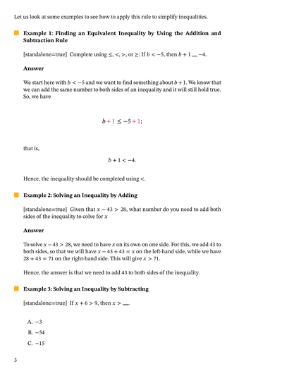 Lesson: One-step Inequalities: Addition or Subtraction | Nagwa
