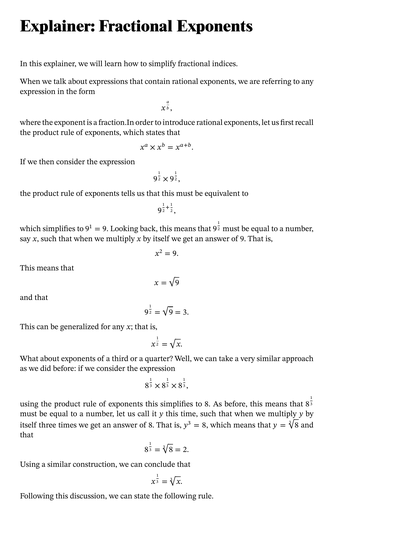 Lesson: Fractional Exponents | Nagwa