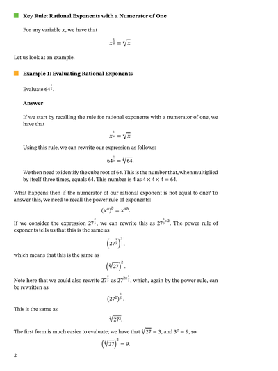 Fractional Exponent Worksheet