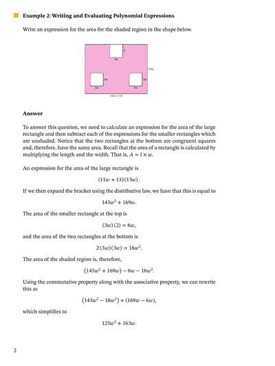 Lesson: Polynomial Expressions | Nagwa