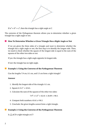 Lesson: The Converse of the Pythagorean Theorem | Nagwa