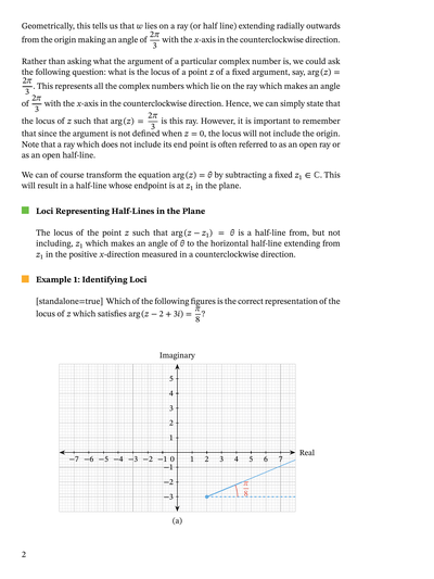 Lesson: Loci in the Complex Plane Using the Argument | Nagwa