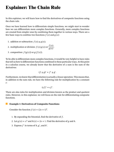Lesson: The Chain Rule | Nagwa