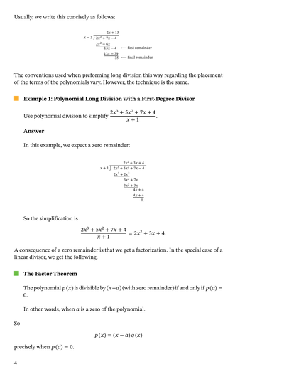 Lesson: Polynomial Long Division with Remainder | Nagwa