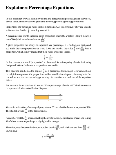 Lesson: Percentage Equations | Nagwa