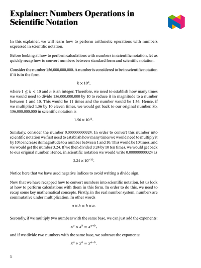 Lesson: Number Operations in Scientific Notation | Nagwa