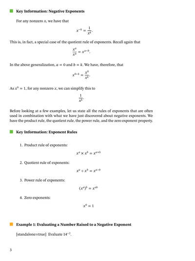Lesson: Simplifying Monomials: Negative Exponents | Nagwa