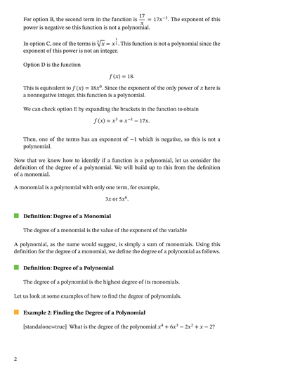 Lesson: Identifying Polynomials | Nagwa