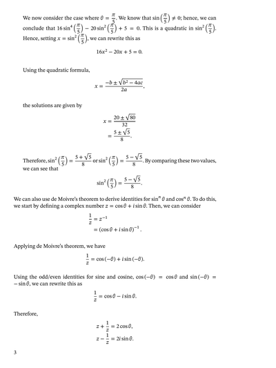 Lesson: De Moivre’s Theorem for Trigonometric Identities | Nagwa