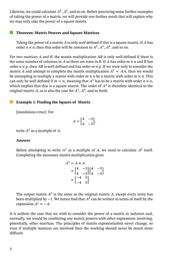 Lesson: Power of a Matrix | Nagwa