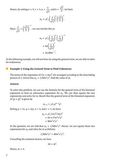 Lesson: General Term in the Binomial Theorem | Nagwa