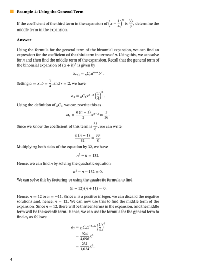 Lesson: General Term in the Binomial Theorem | Nagwa