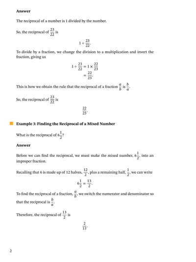 Lesson: Reciprocals | Nagwa