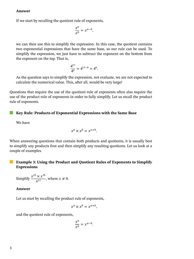 Lesson: Simplifying Monomials: Quotient Rule | Nagwa