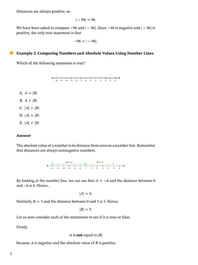 Lesson: Absolute Values of Integers | Nagwa