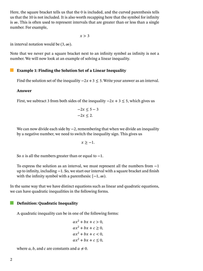 Lesson: One-Variable Quadratic Inequalities | Nagwa