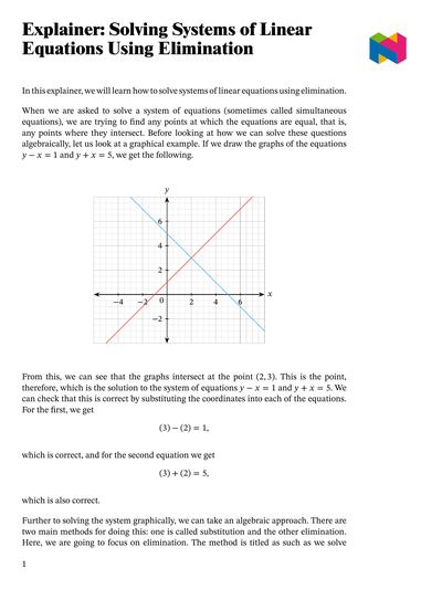 Lesson: Solving Systems of Linear Equations Using Elimination | Nagwa