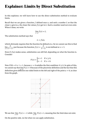 Lesson: Limits by Direct Substitution | Nagwa