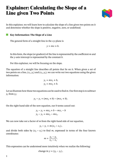 Lesson: Slope of a Line through Two Points | Nagwa