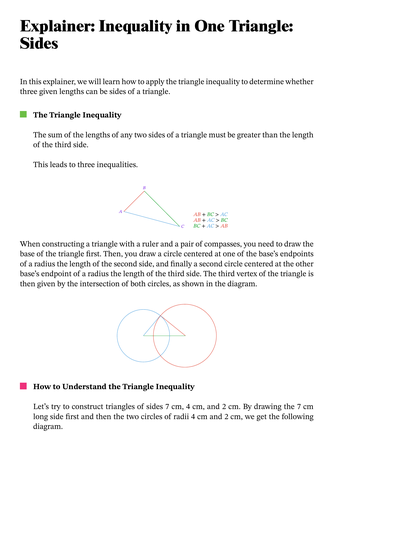 Lesson: Inequality in One Triangle: Sides | Nagwa