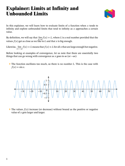 Lesson: Limits at Infinity and Unbounded Limits | Nagwa