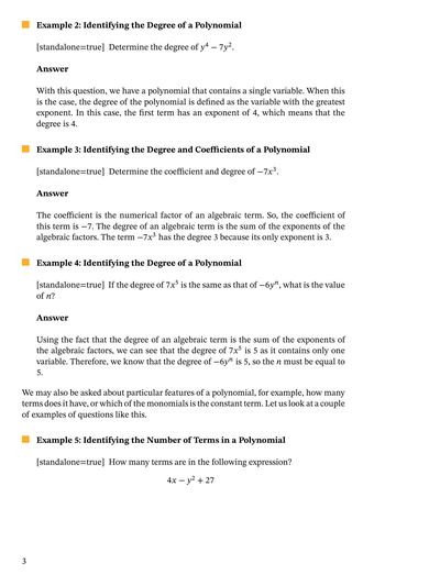 Lesson: Degree and Coefficient of Polynomials | Nagwa