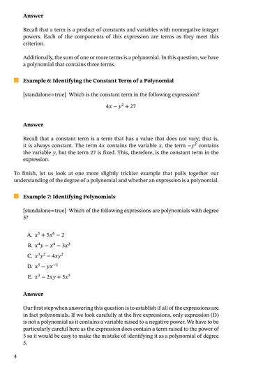 Lesson: Degree and Coefficient of Polynomials | Nagwa