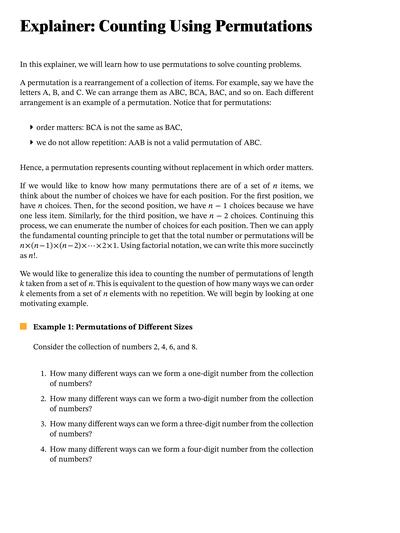 Lesson: Counting Using Permutations | Nagwa