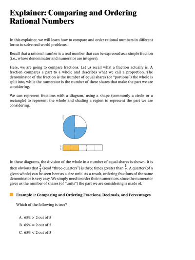 Lesson: Comparing and Ordering Rational Numbers | Nagwa