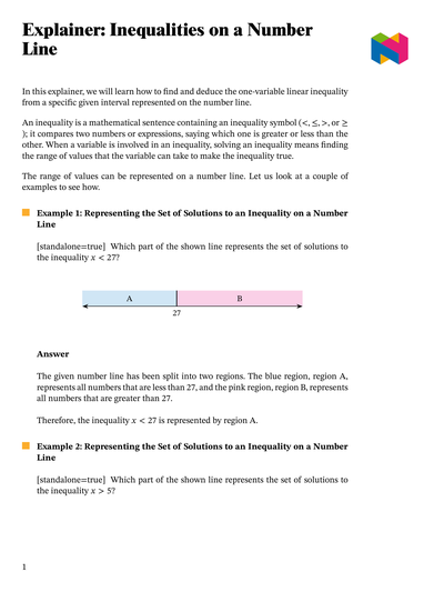 Lesson: Inequalities on a Number Line | Nagwa