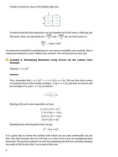 Lesson: Multiplying Binomials | Nagwa