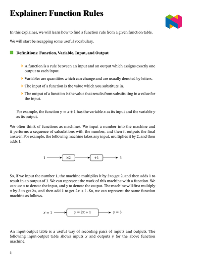 Lesson: Function Rules | Nagwa