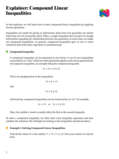 Lesson Compound Linear Inequalities Nagwa