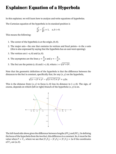 Lesson: Equation of a Hyperbola | Nagwa