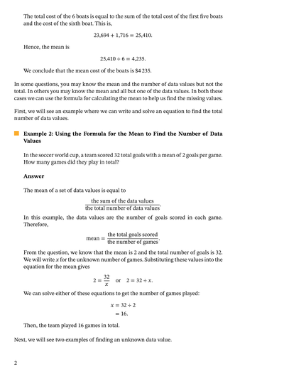 Lesson: The Mean of a Data Set | Nagwa
