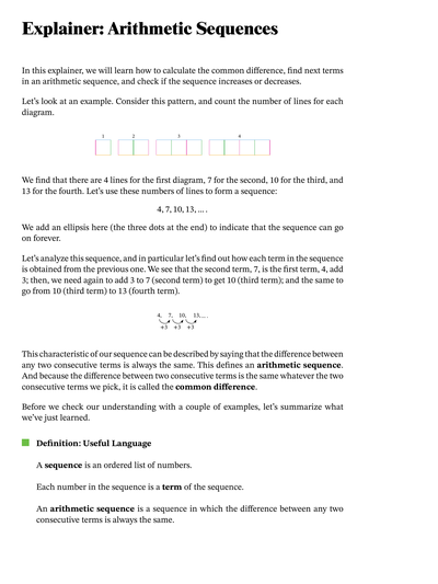 Lesson: Calculations with Arithmetic Sequences | Nagwa