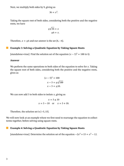 Lesson: Solving Quadratic Equations: Taking Square Roots | Nagwa
