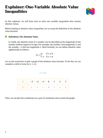 Lesson: One-Variable Absolute Value Inequalities | Nagwa