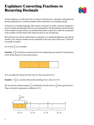 Lesson: Converting Fractions to Recurring Decimals | Nagwa